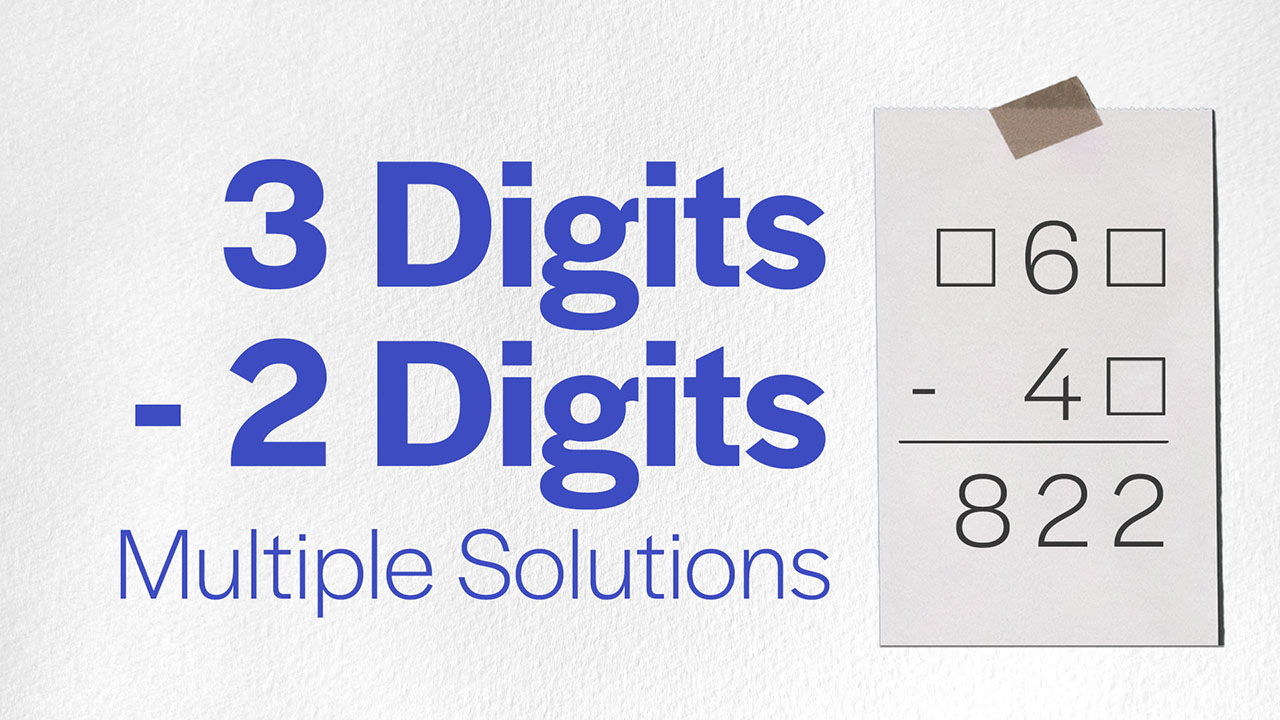 Subtraction: 3 Digits Minus 2 Digits (Multiple Solutions) ＊ Byrdseed.TV